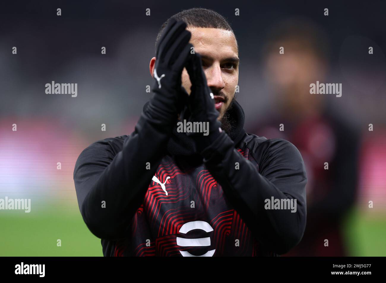 Ismael Bennacer of Ac Milan during warm up before the Serie A match ...