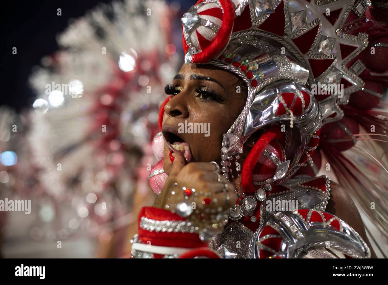 A performer from the Viradouro samba school parades during Carnival ...