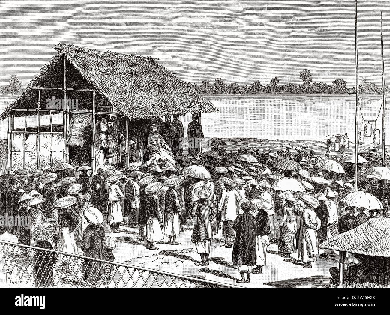 Theater in the open air at Nam Dinh. Tonkin, French Indochina. Vietnam ...