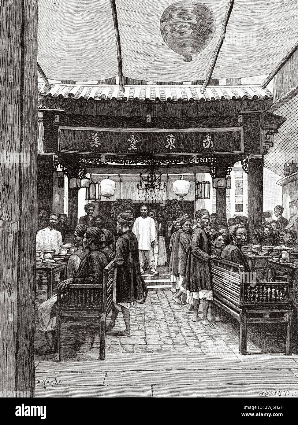 Banquet Hall in the Military Mandarin Pagoda. Tonkin, French Indochina ...