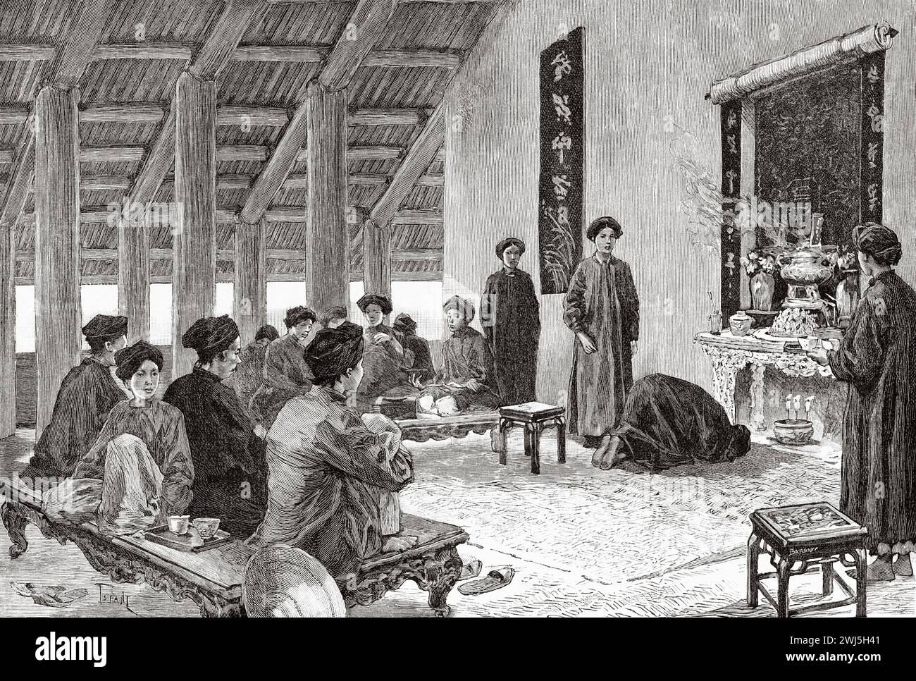Traditional Tonkin Wedding Ceremony Celebration. Tonkin, French ...