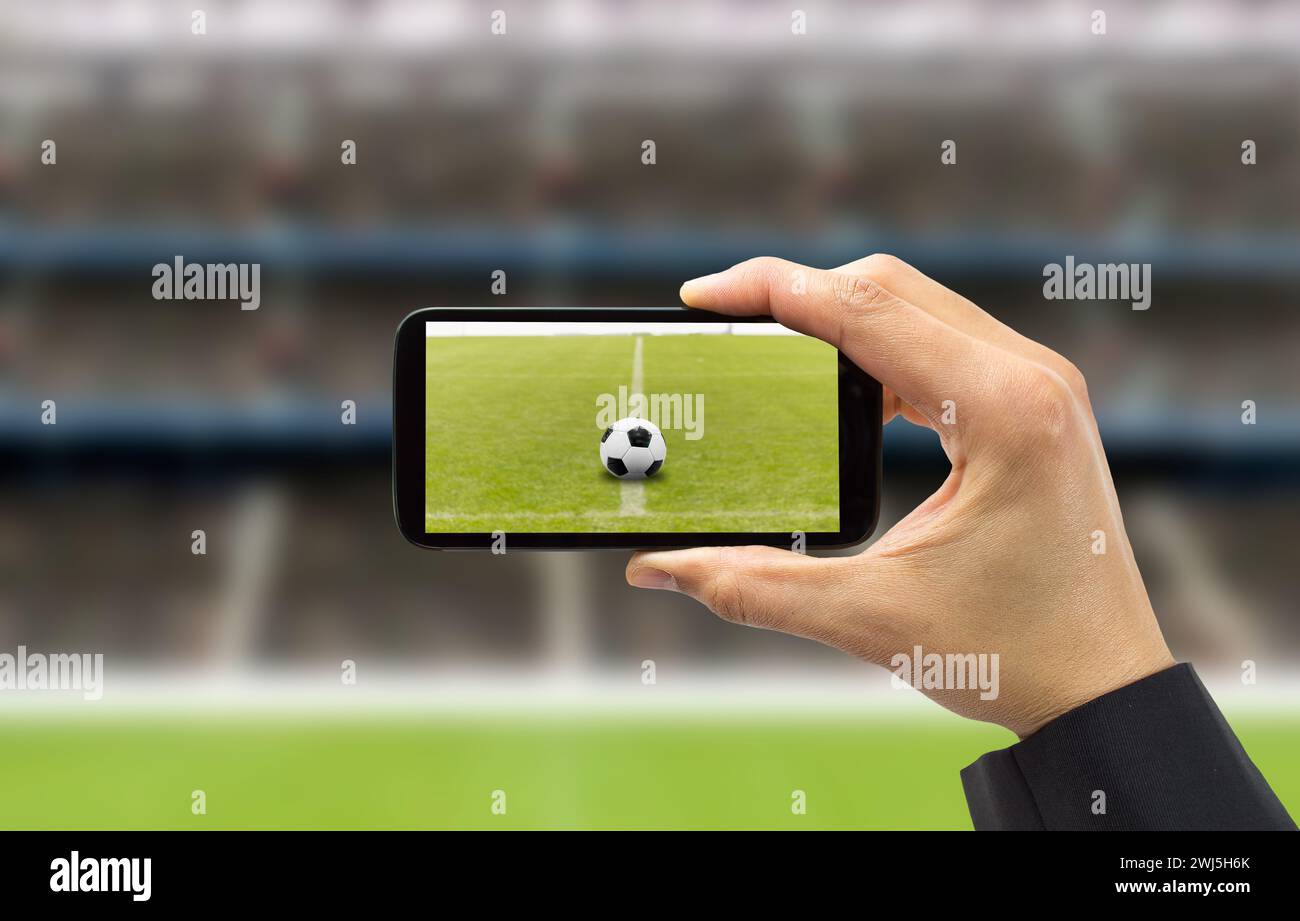 Football fan with phone in stadium hi-res stock photography and images ...