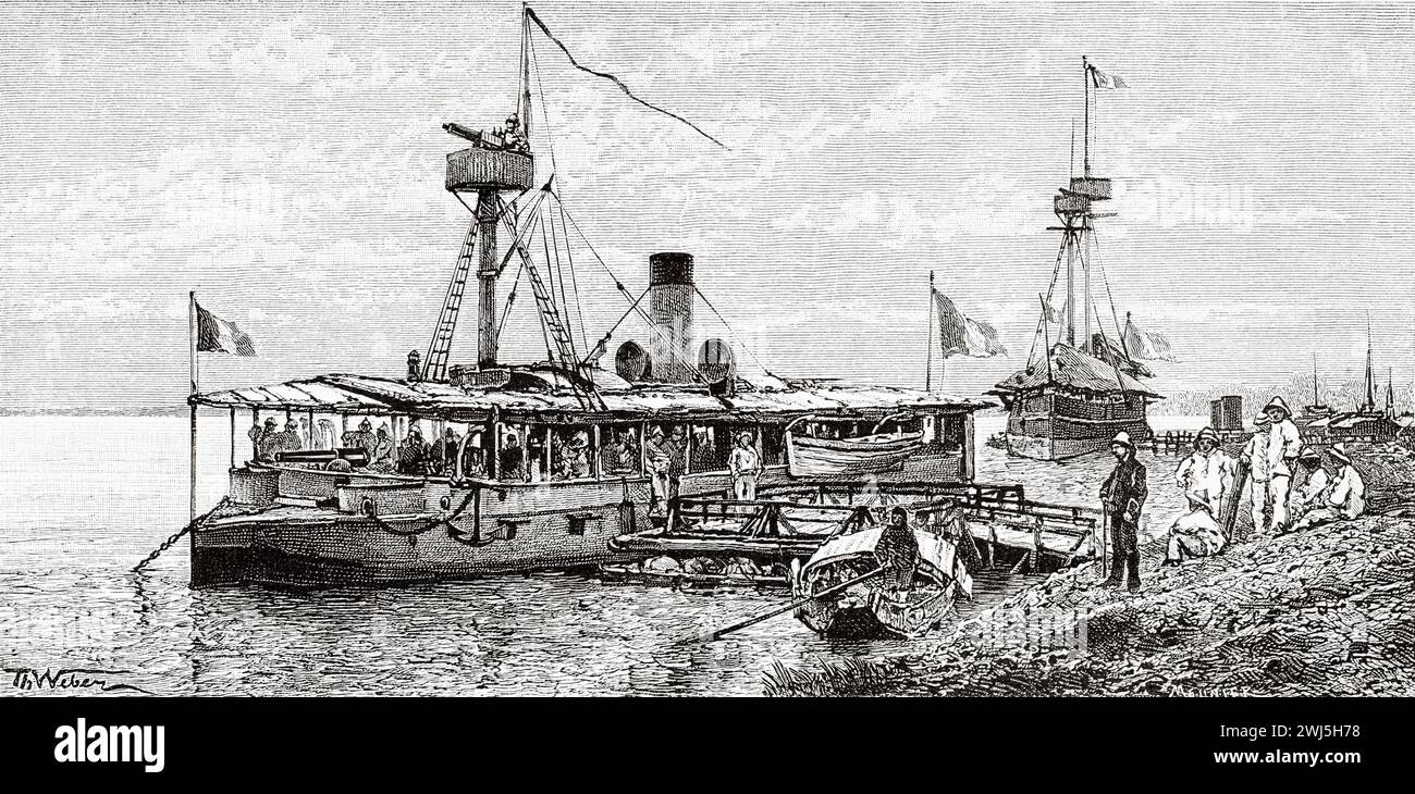 Tonkin campaign. Embarkation on the Clear River. Tonkin, French ...