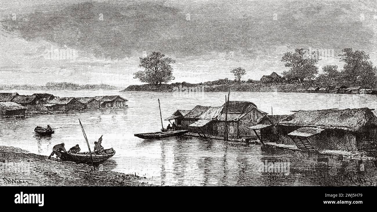 Floating Village. Mouth of the Clear River. Tonkin, French Indochina ...