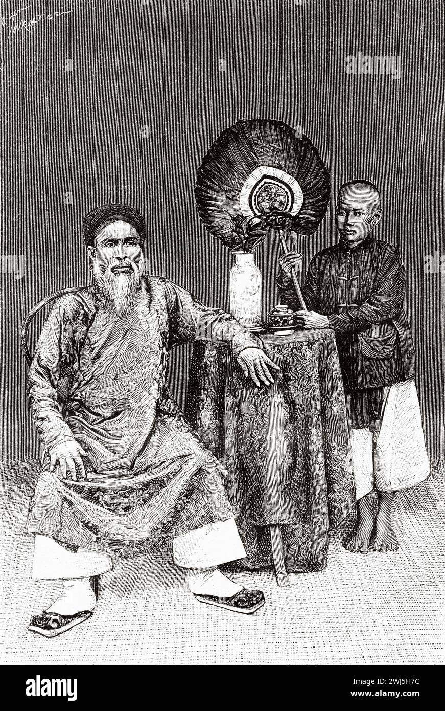 An old Annamite chief. Tonkin, French Indochina. Vietnam, Asia. Thirty ...