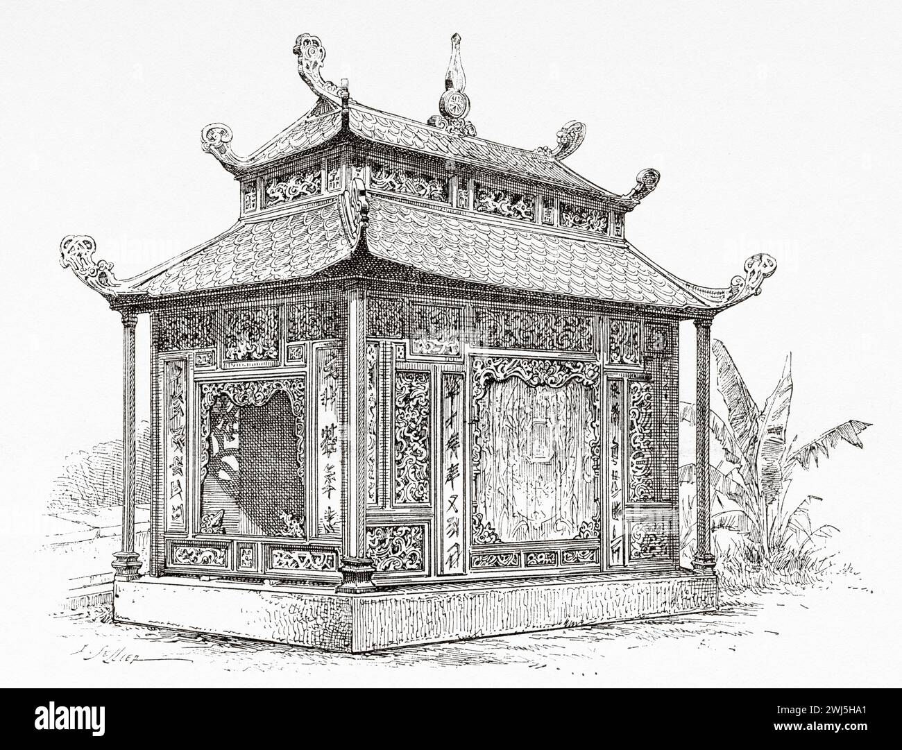 Traditional Vietnamese catafalque. Tonkin, French Indochina. Vietnam ...