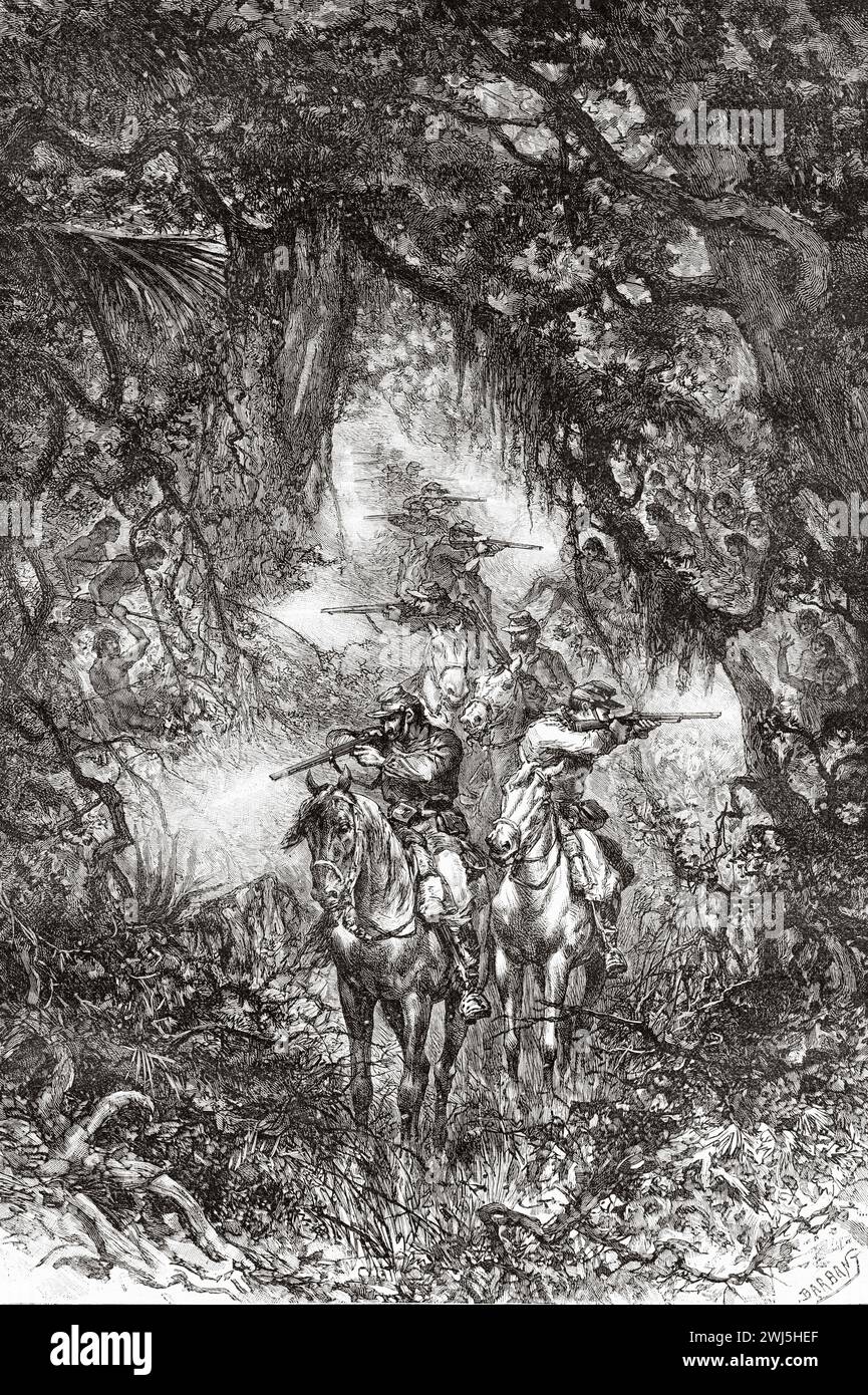 The expedition is attacked by Indians, Bolivian Chaco. Bolivia, South ...