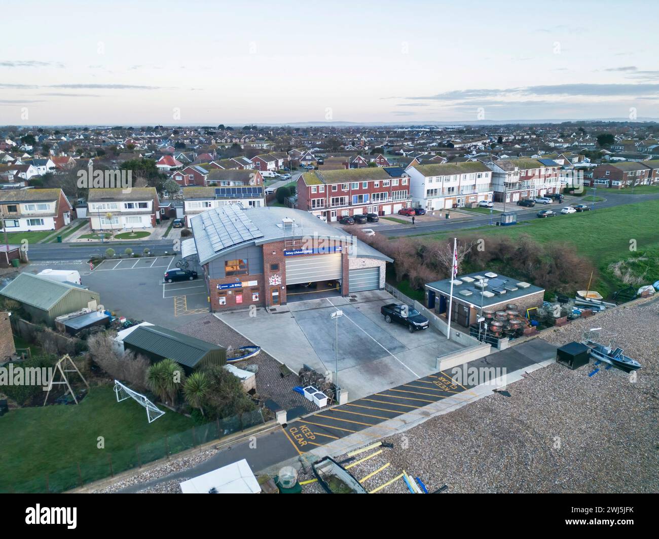 aerial view of the new RNLI lifeboat station at selsey on the west ...