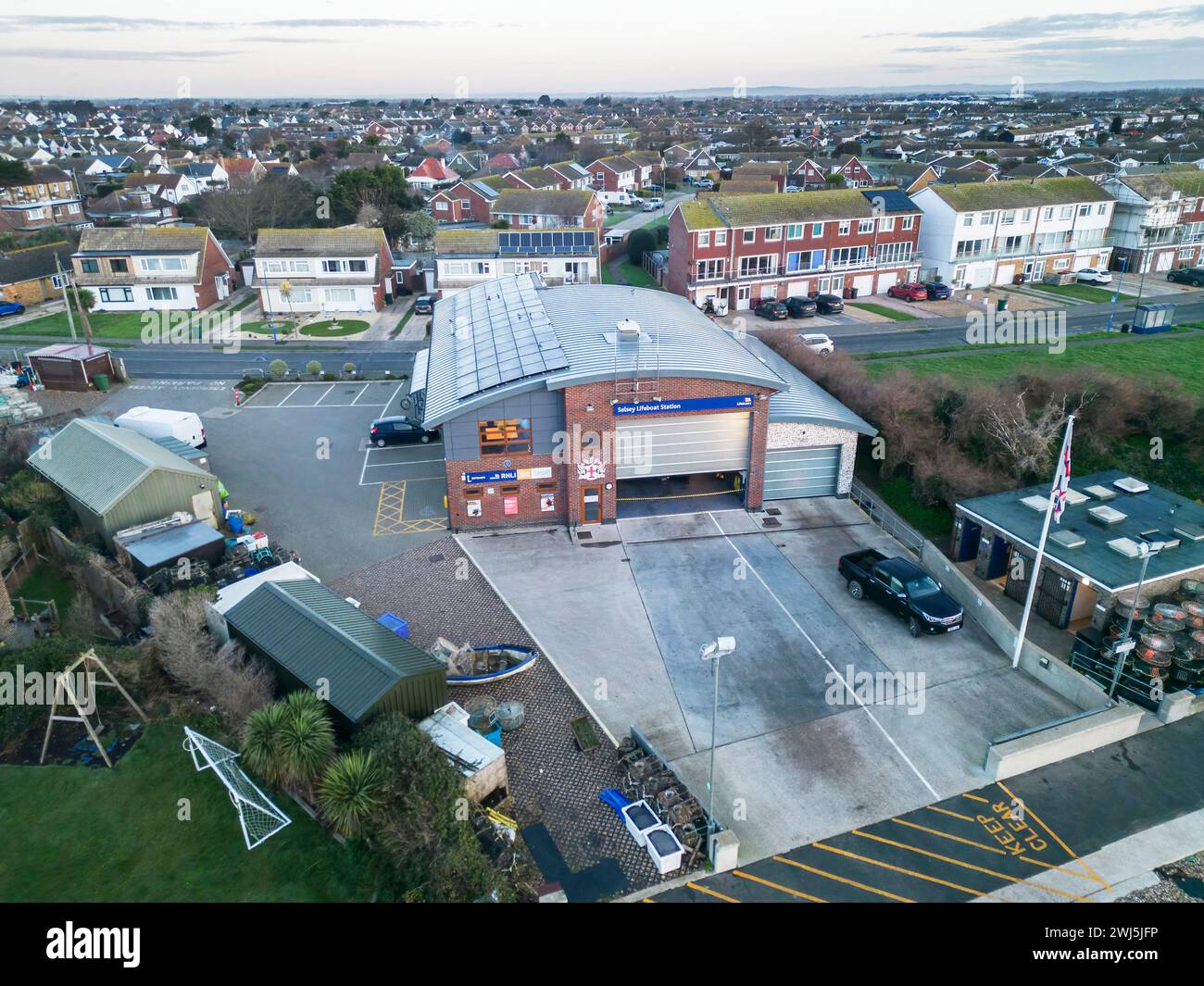 aerial view of the new RNLI lifeboat station at selsey on the west ...
