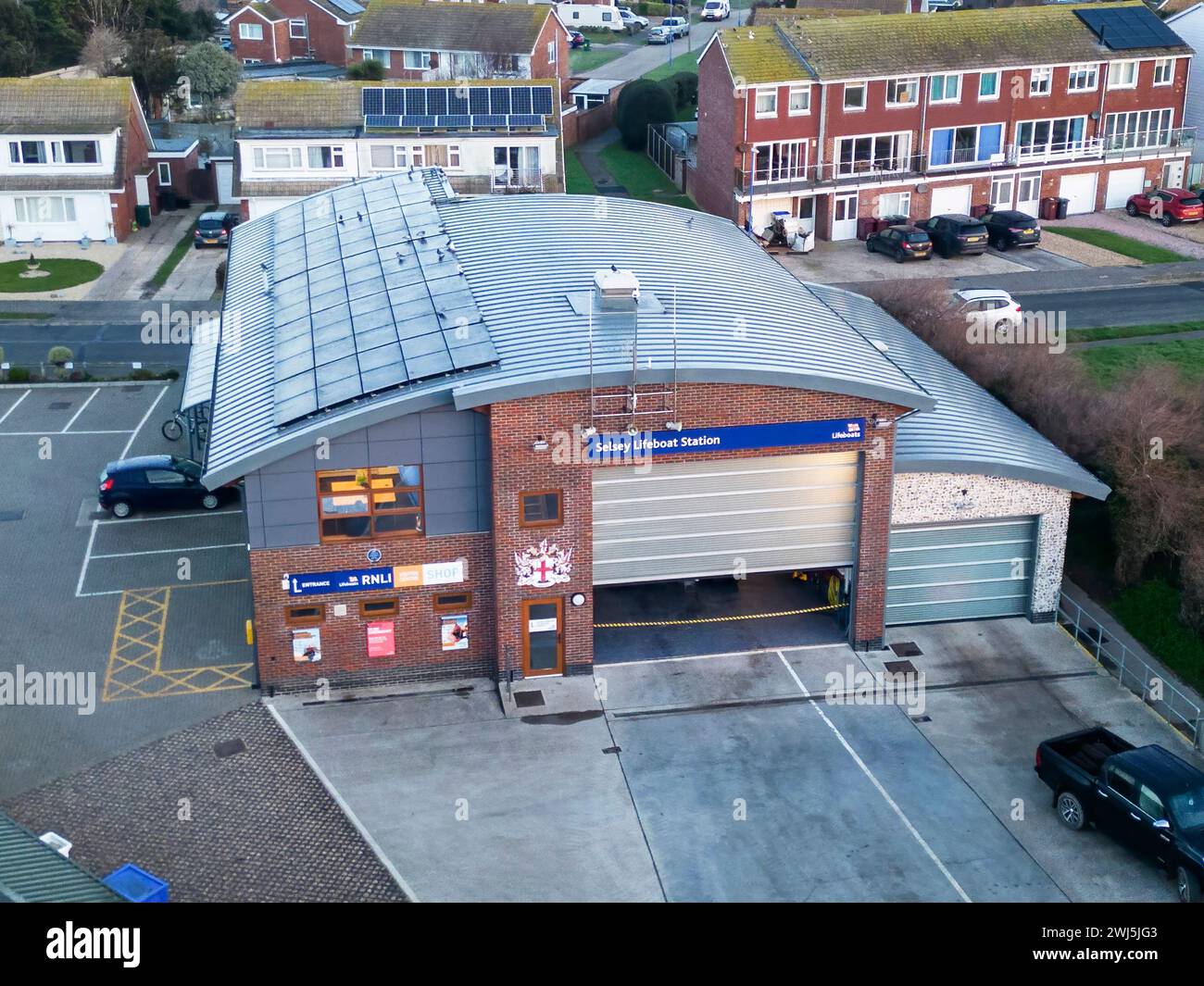 aerial view of the new RNLI lifeboat station at selsey on the west ...