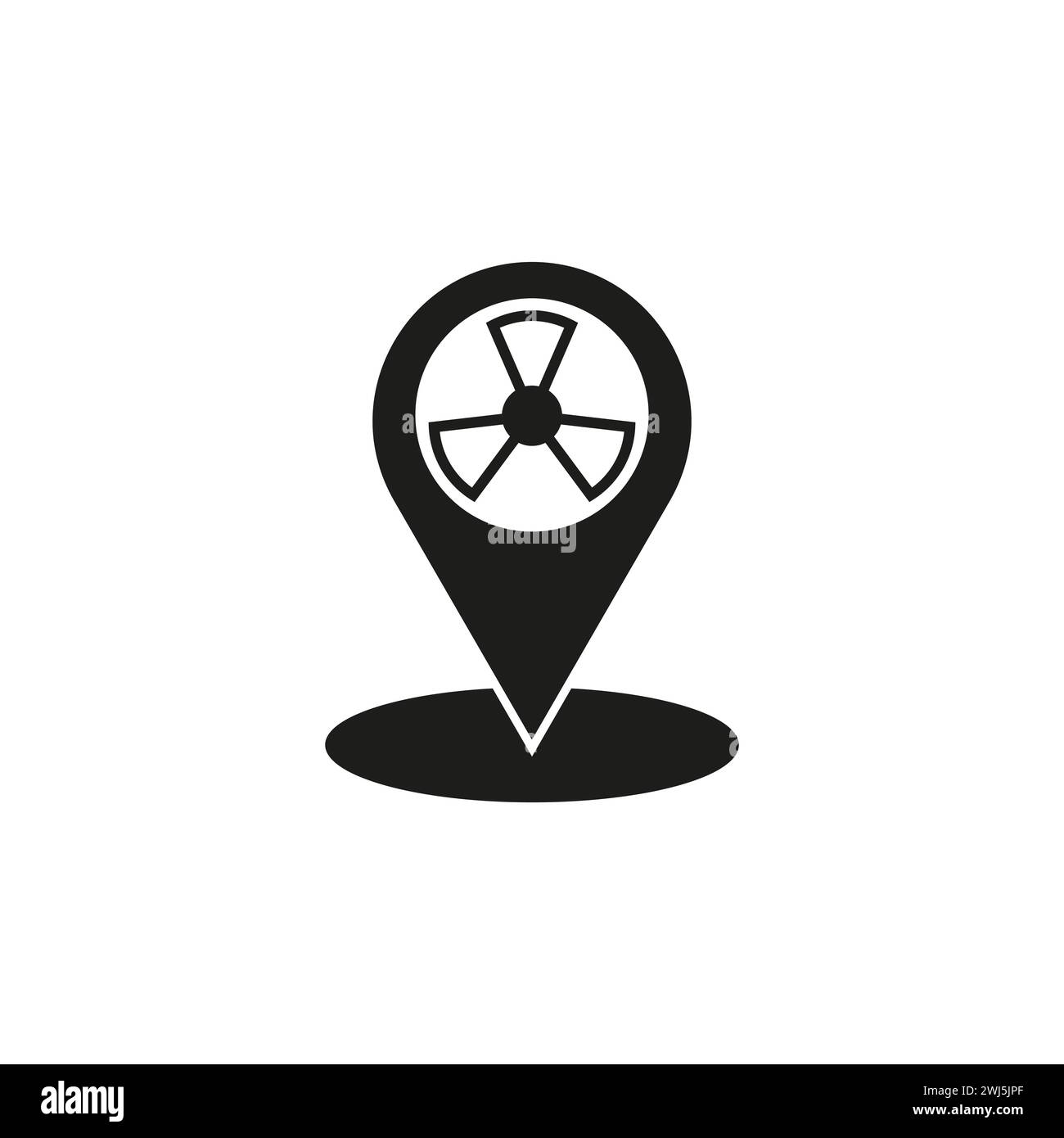 Radiation symbol. Location pin icon. Vector illustration. EPS 10 Stock ...