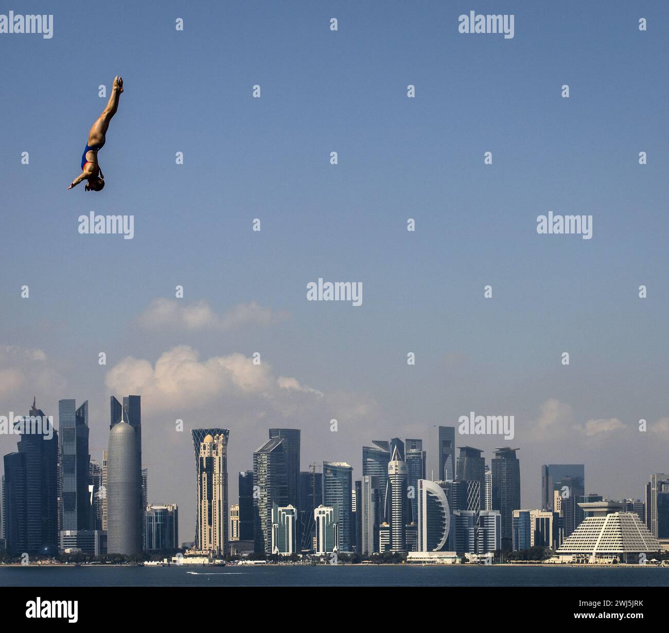 DOHA - Ginni van Katwijk in action during the women's high diving ...