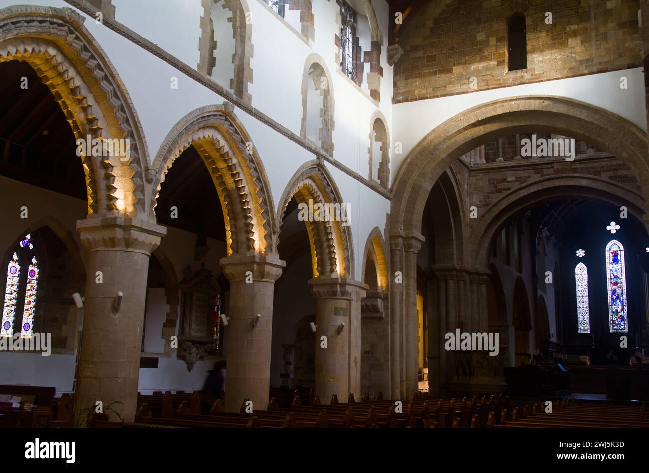 12th Century Columns And Archways Of The Nave Looking Towards The North ...