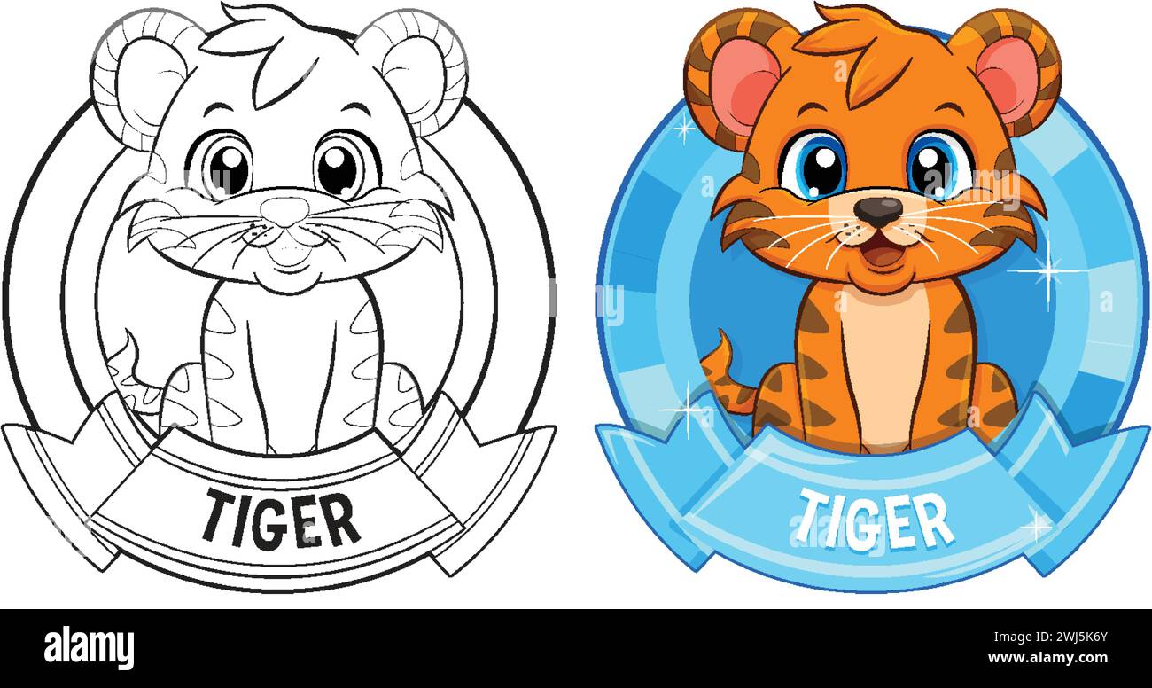 Colorful and outlined tiger mascot designs Stock Vector Image & Art - Alamy