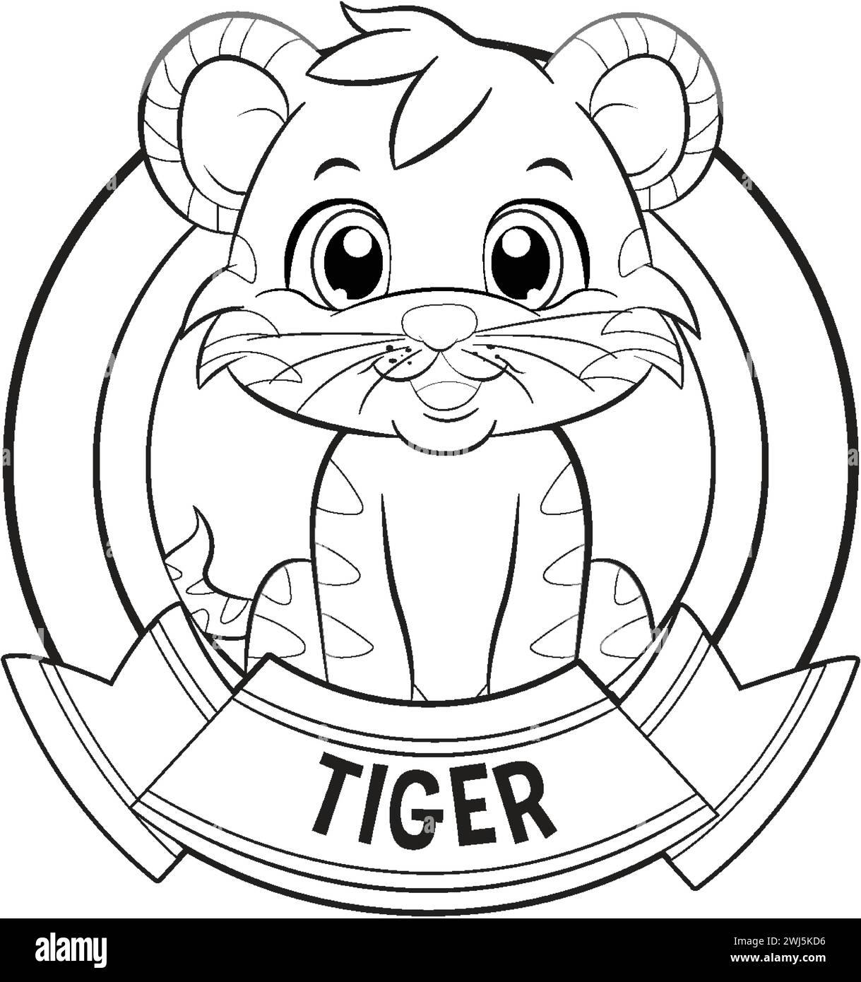 Adorable tiger cub in a circular frame design Stock Vector Image & Art ...