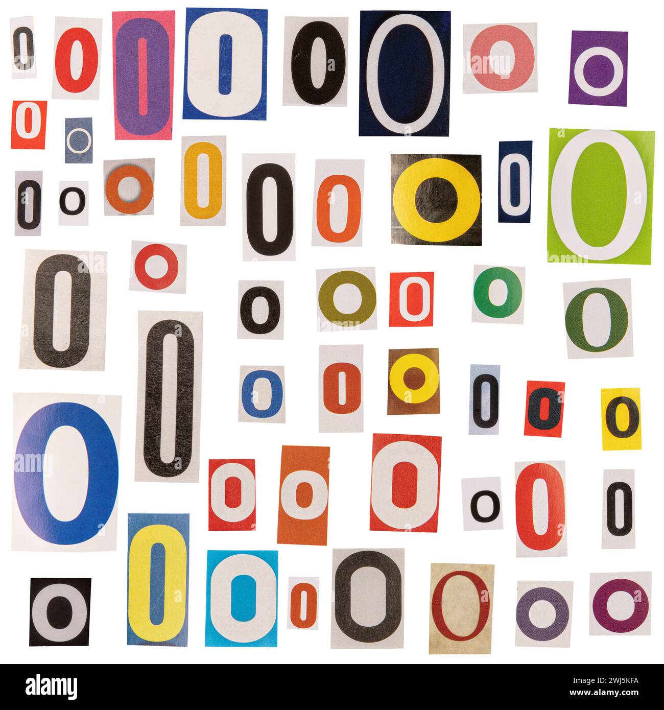 Letter O cut out from newspapers, isolated on white background Stock ...