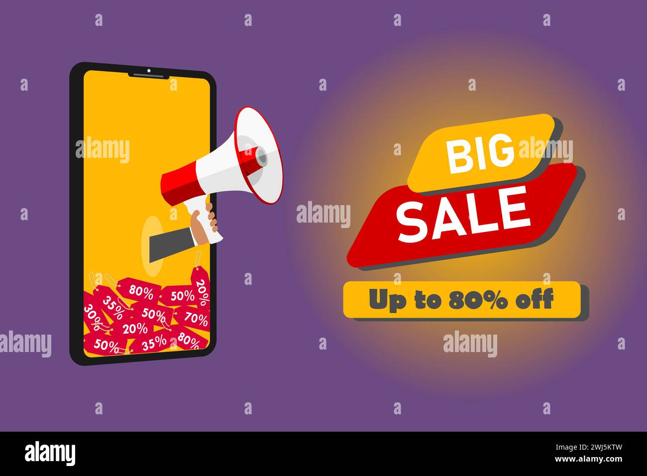 Big sale discount background with a smart phone and megaphone. Discount ...