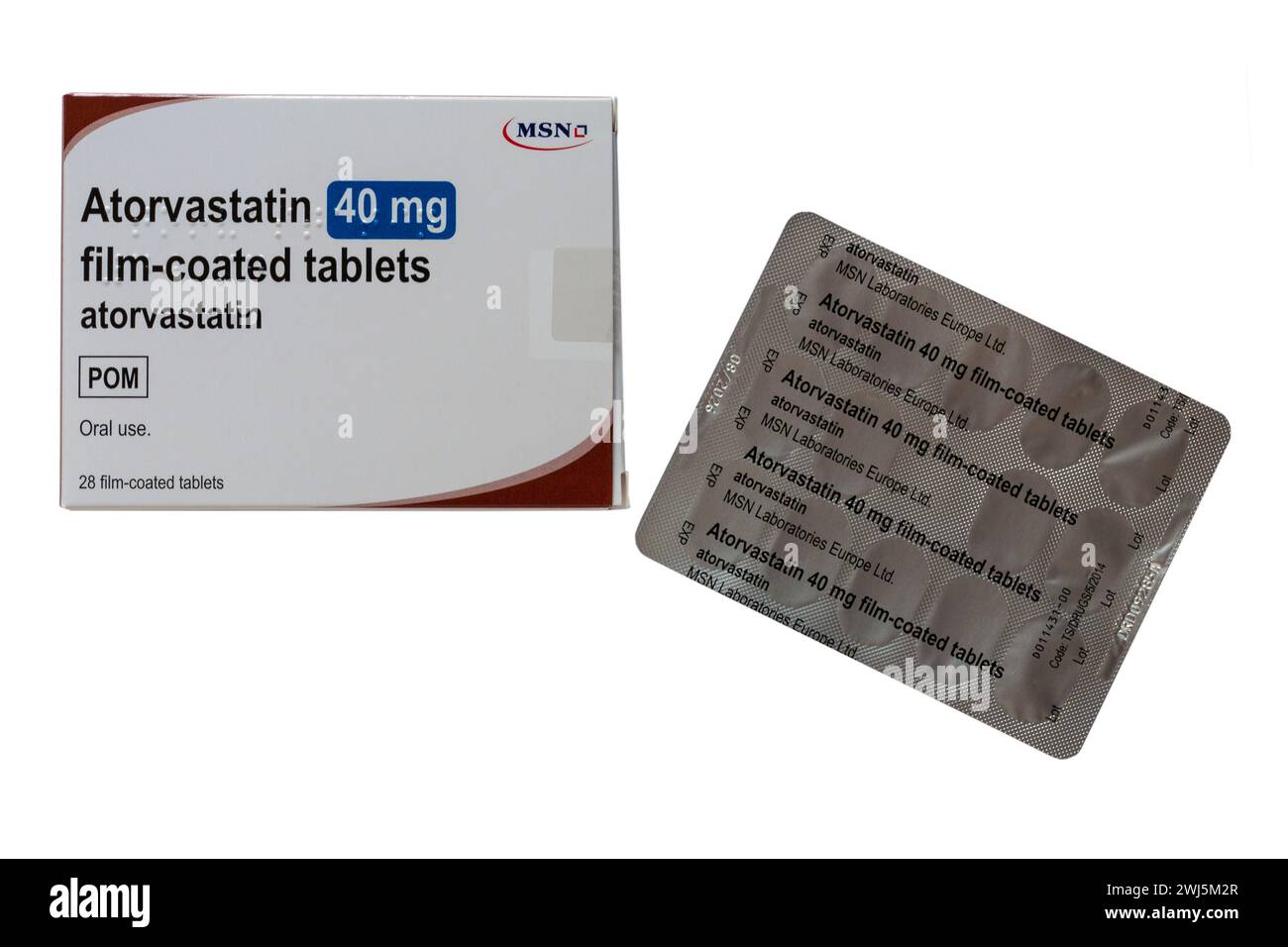 Packet of Atorvastatin film-coated tablets statins pack 40 mg with ...