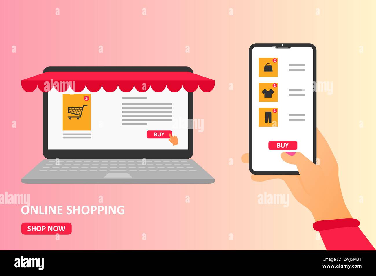 Online shopping store on website and mobile phone design. Smart ...
