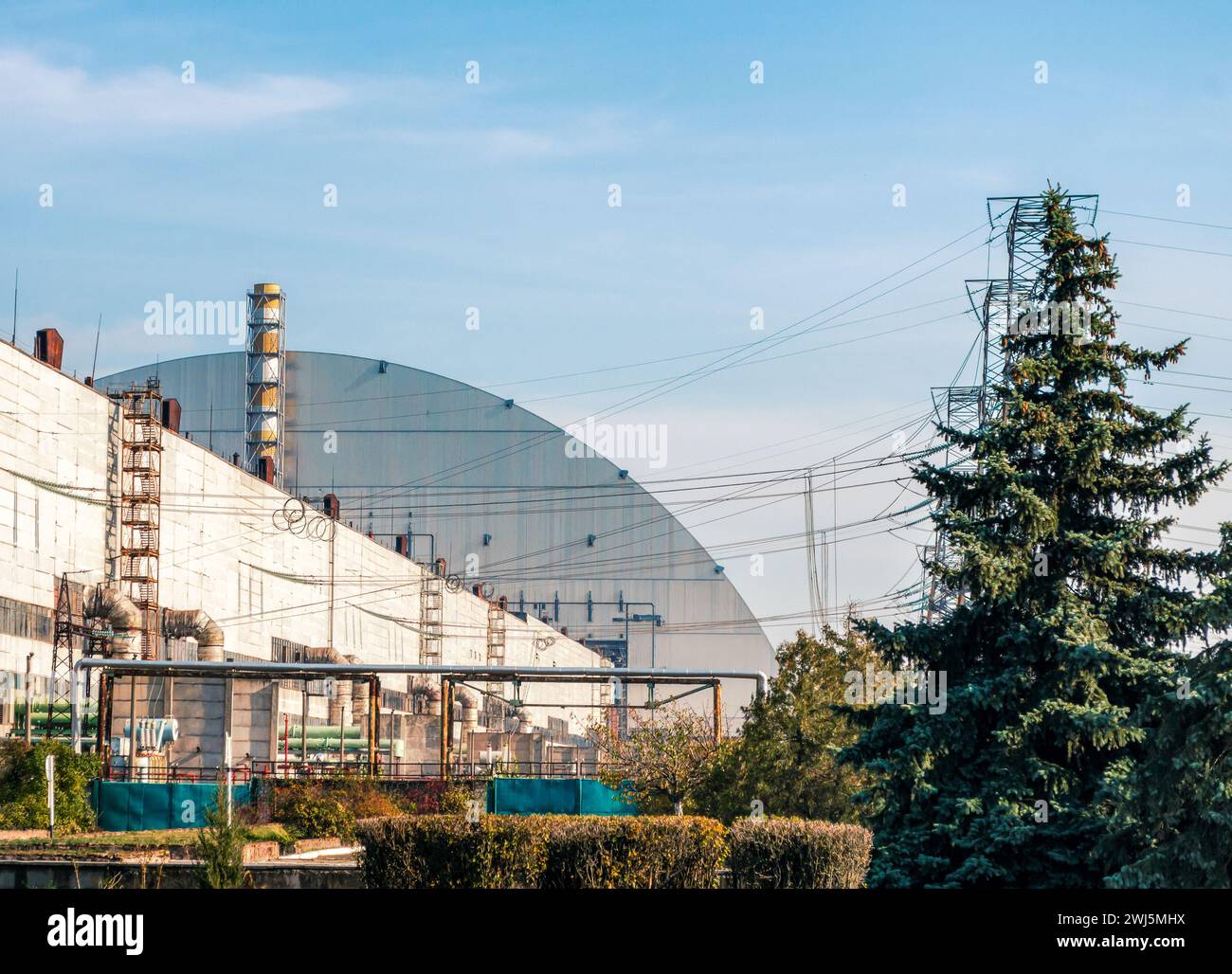 Modern building dome nuclear power plant in Chernobyl Ukraine Stock ...
