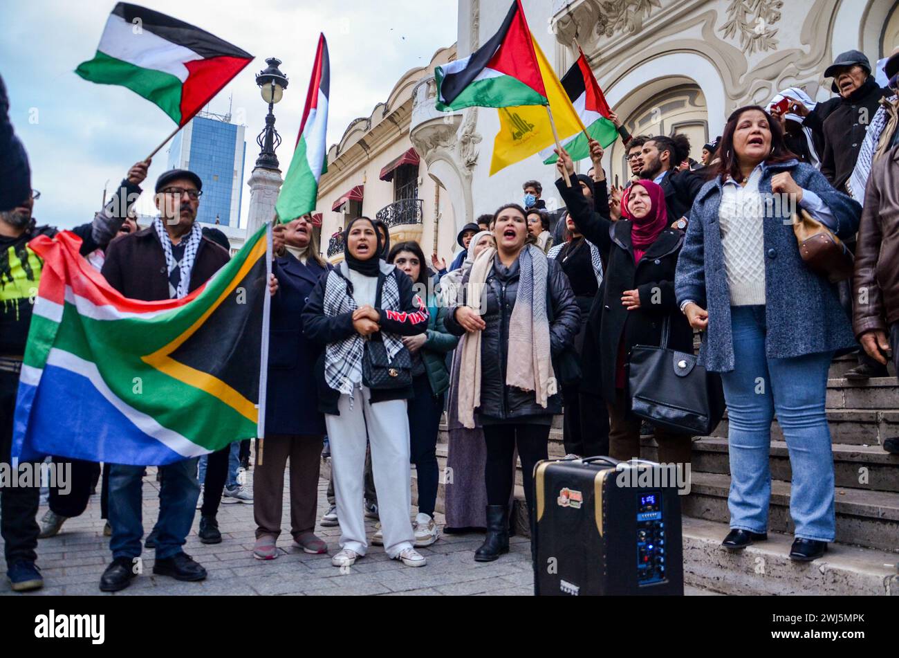 February 12, 2024: Tunis, Tunisia. 12 February 2024. A pro-Gaza rally ...
