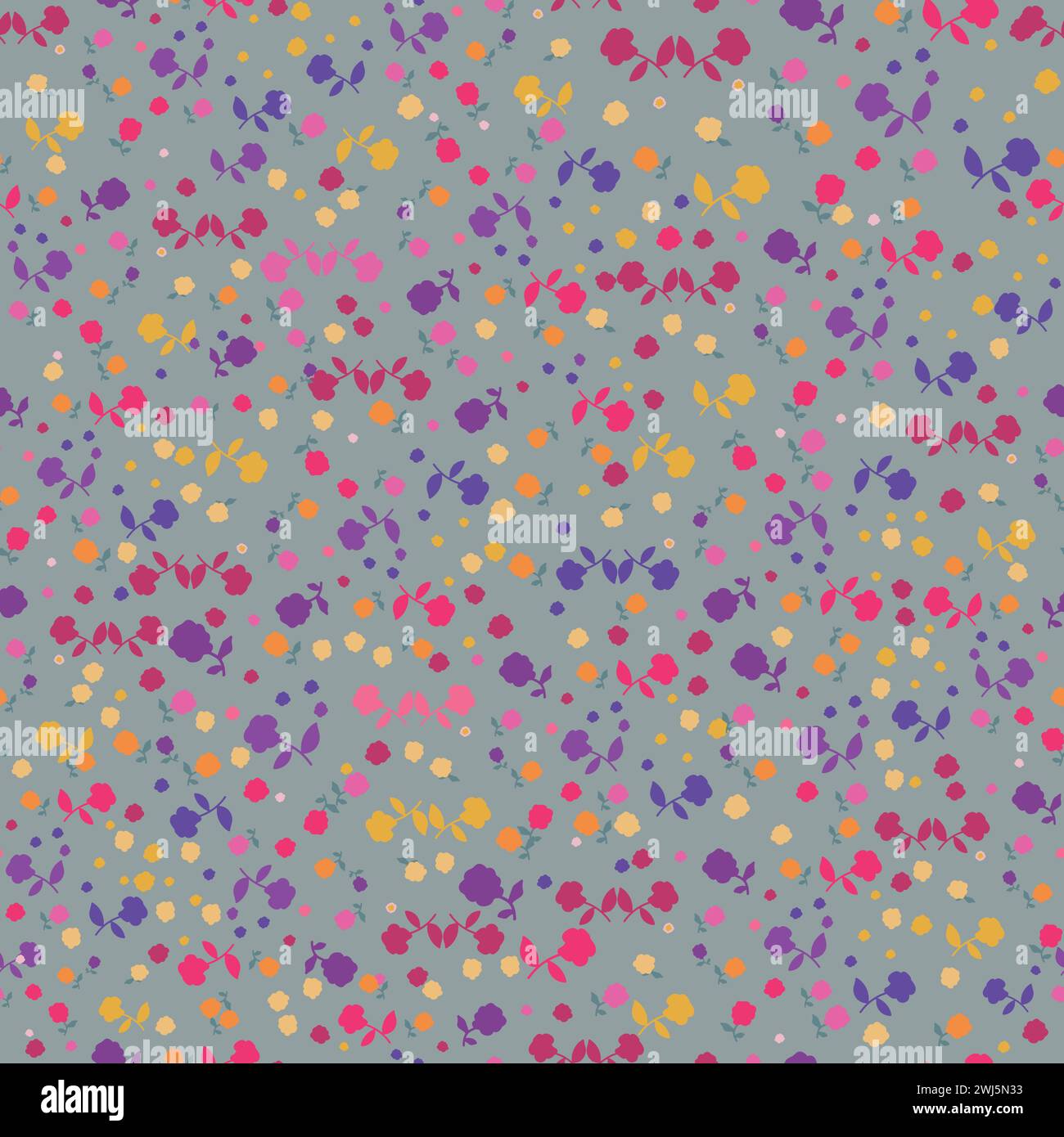 vector hand drawn colorful flowers seamless pattern perfect for ...