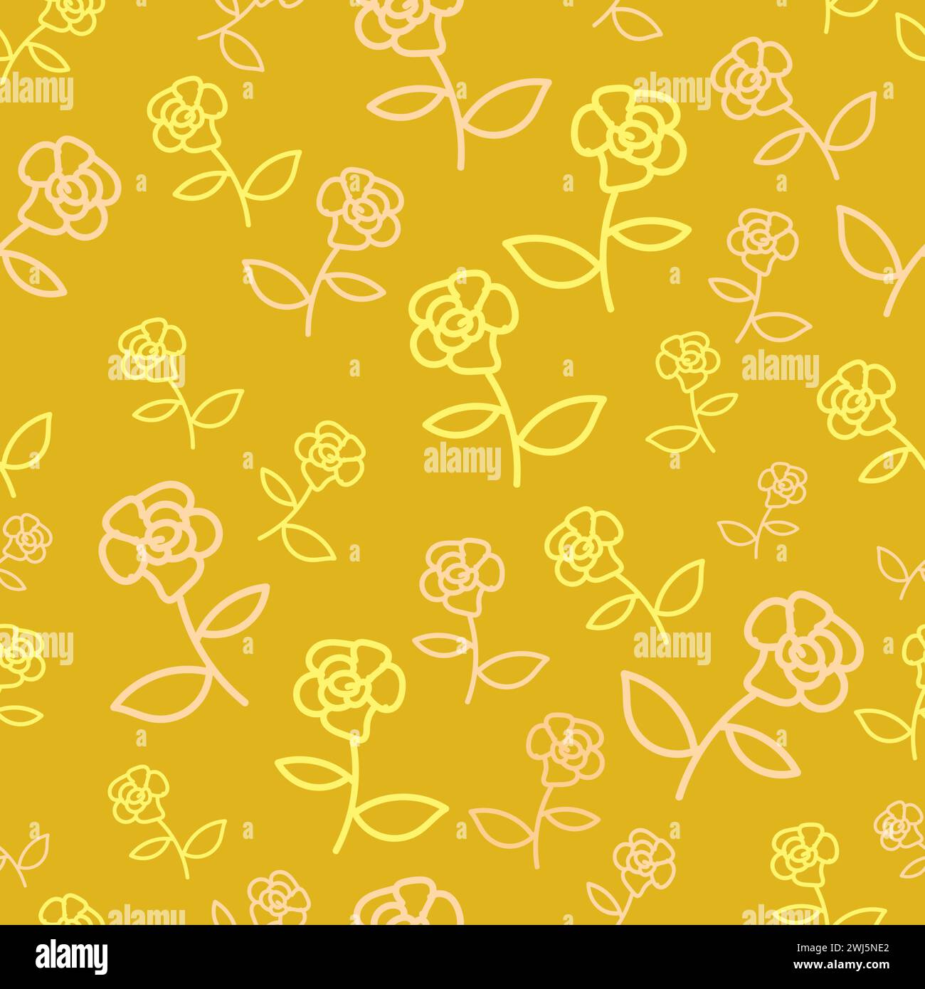 vector hand drawn colorful flowers seamless pattern perfect for ...