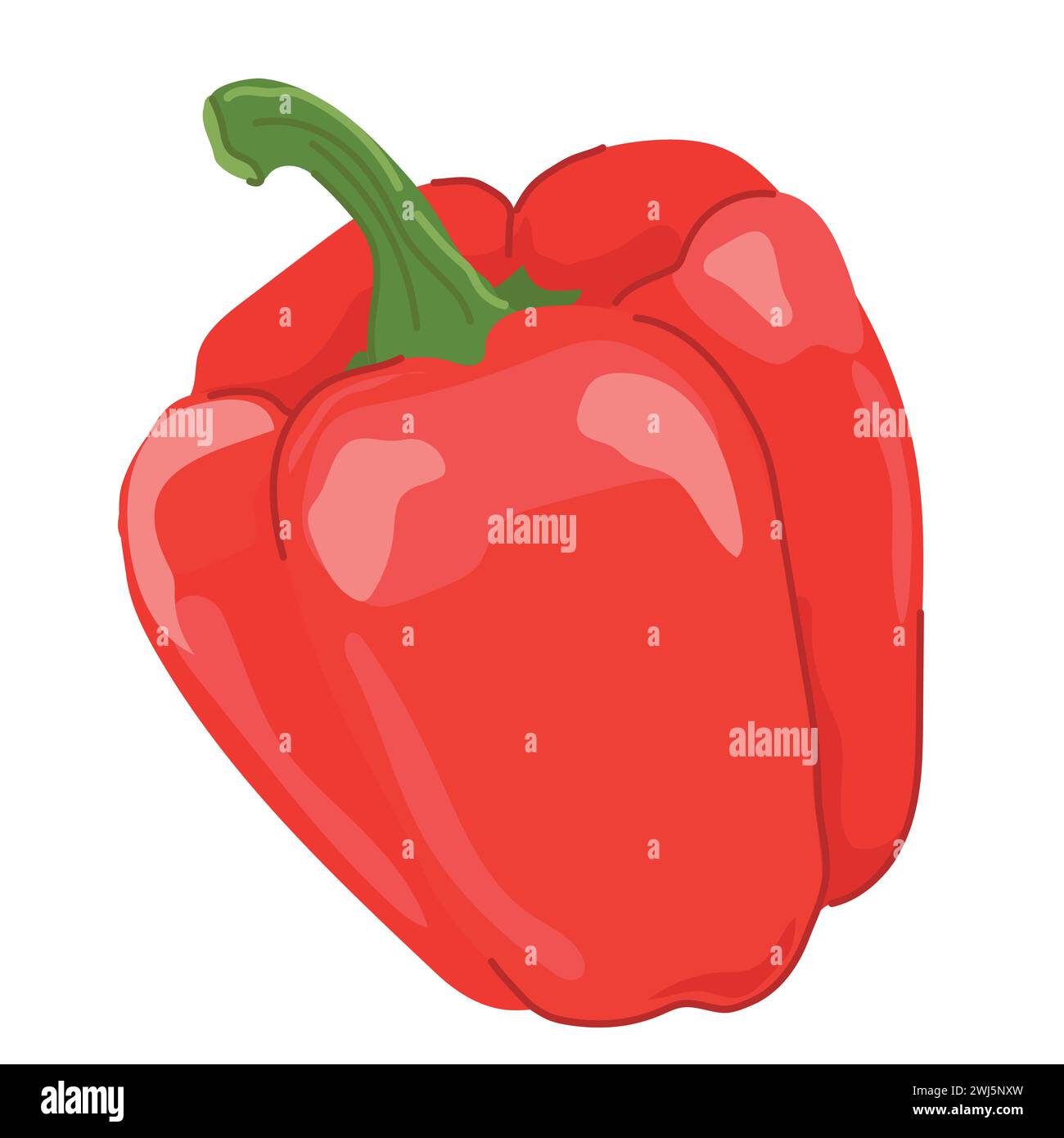 Paprika cartoon. Vector illustration of a whole bell pepper. Sweet red ...