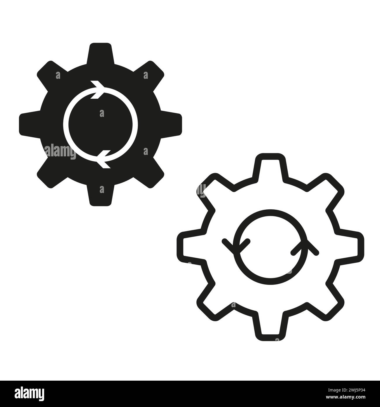 Process icon. Cogwheel with arrows process symbol. Gear and arrows ...