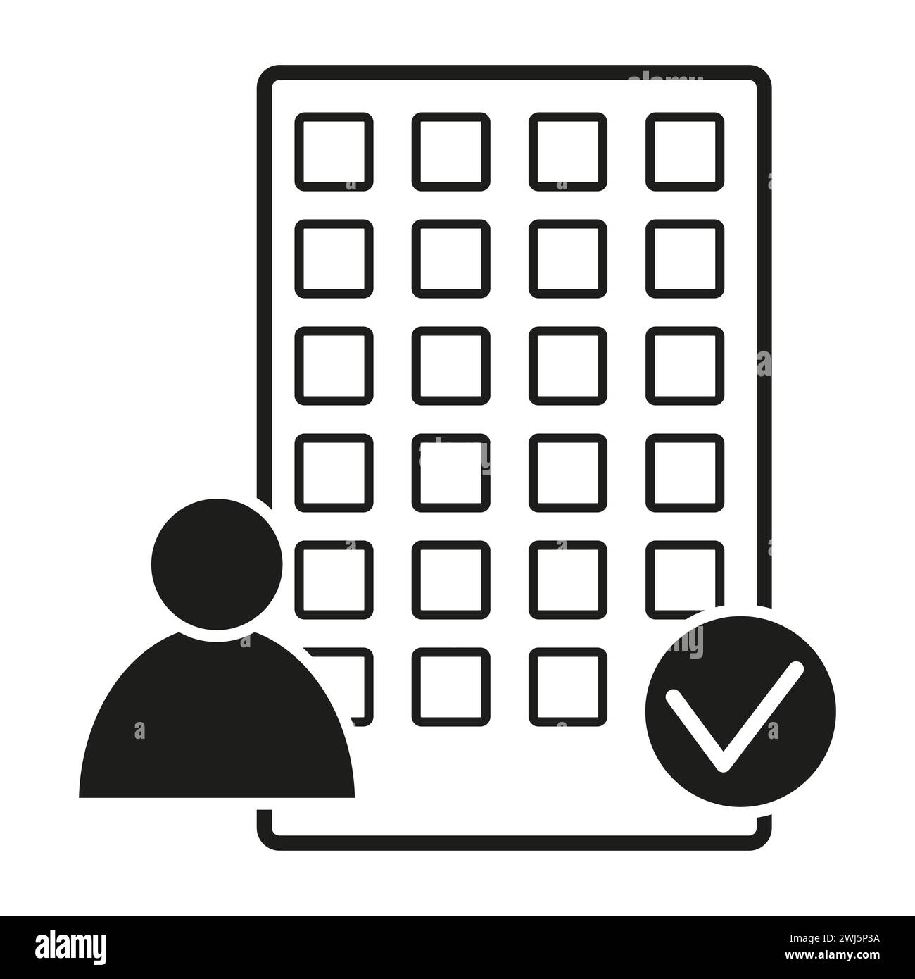 Building with man and check mark icon. Vector illustration. EPS 10 ... Building with man and check mark icon. Vector illustration. EPS 10 ...