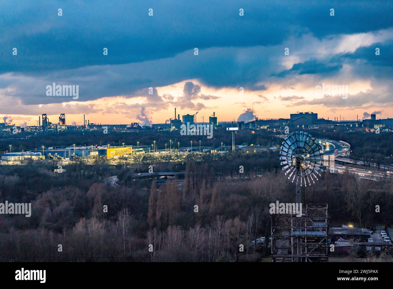 Skyline of the steel location Duisburg, Thyssenkrupp Steel Europe, in ...