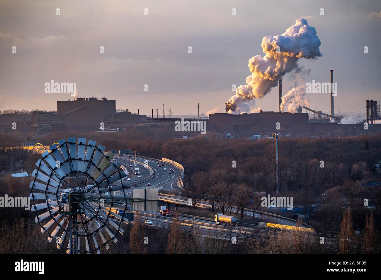 Skyline of the steel location Duisburg, Thyssenkrupp Steel Europe, in ...