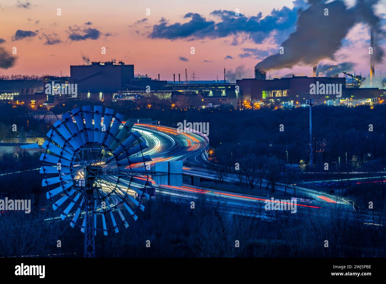 Skyline of the steel location Duisburg, Thyssenkrupp Steel Europe, in ...