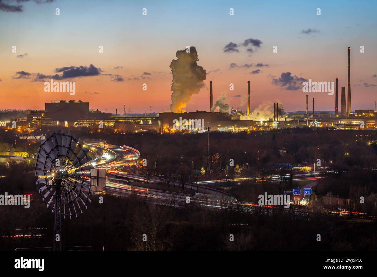 Skyline of the steel location Duisburg, Thyssenkrupp Steel Europe, in ...