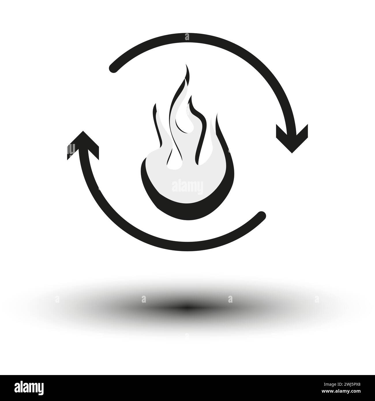 Metabolic processes icon. Synthesis calorie energy sign. Fire with ...