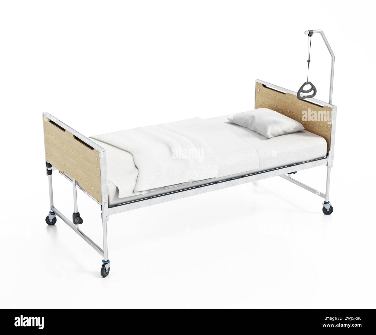 Hospital bed isolated on white background. 3D illustration Stock Photo ...