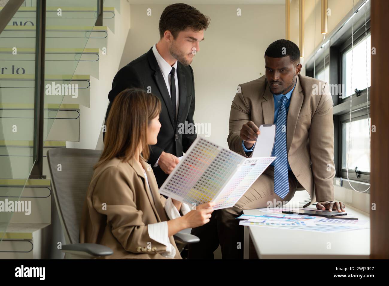 Group of diverse business people working together in the office ...