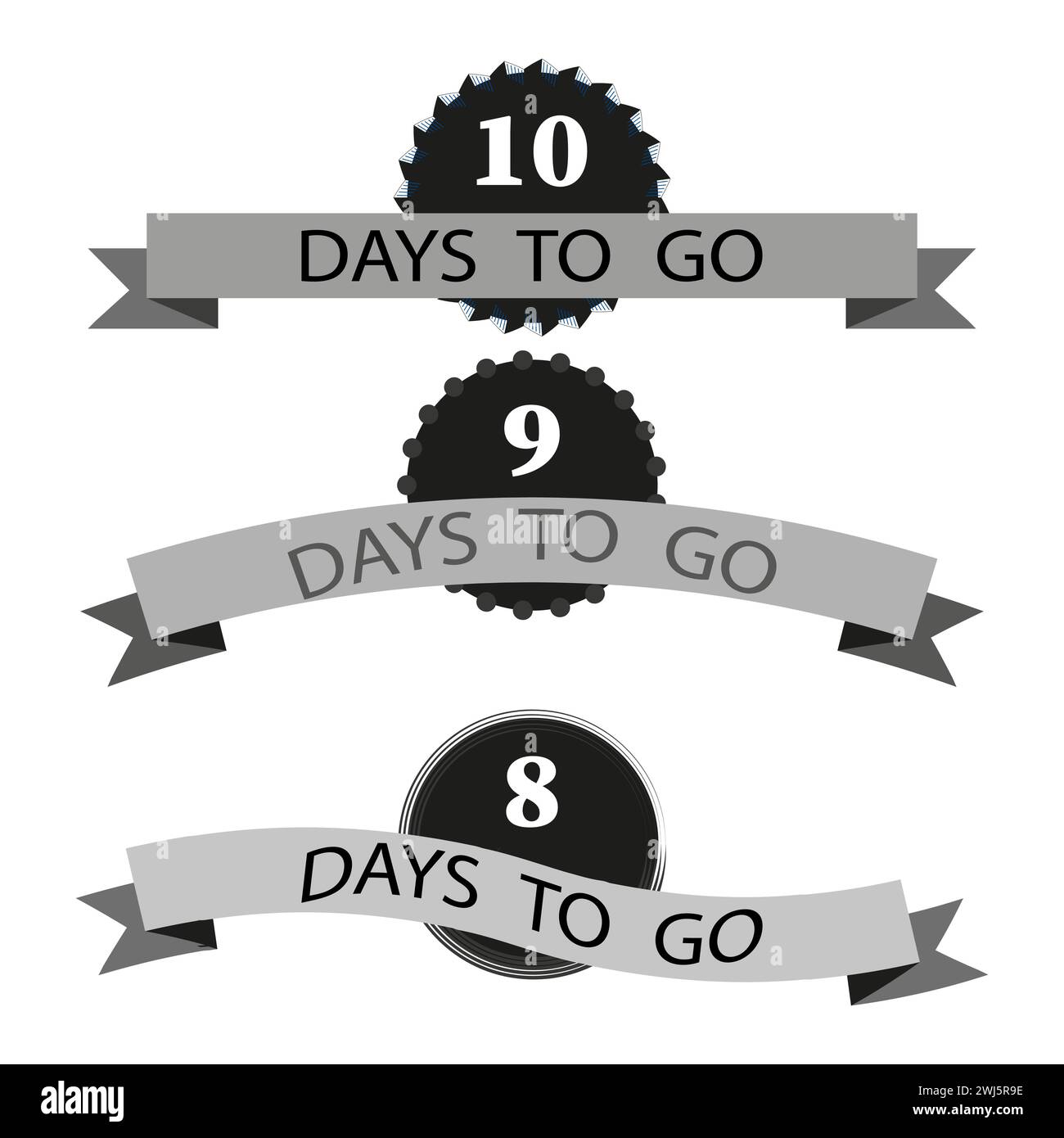 Number 8, 9, 10 of days to go icon. Collection badges sale. Vector ...