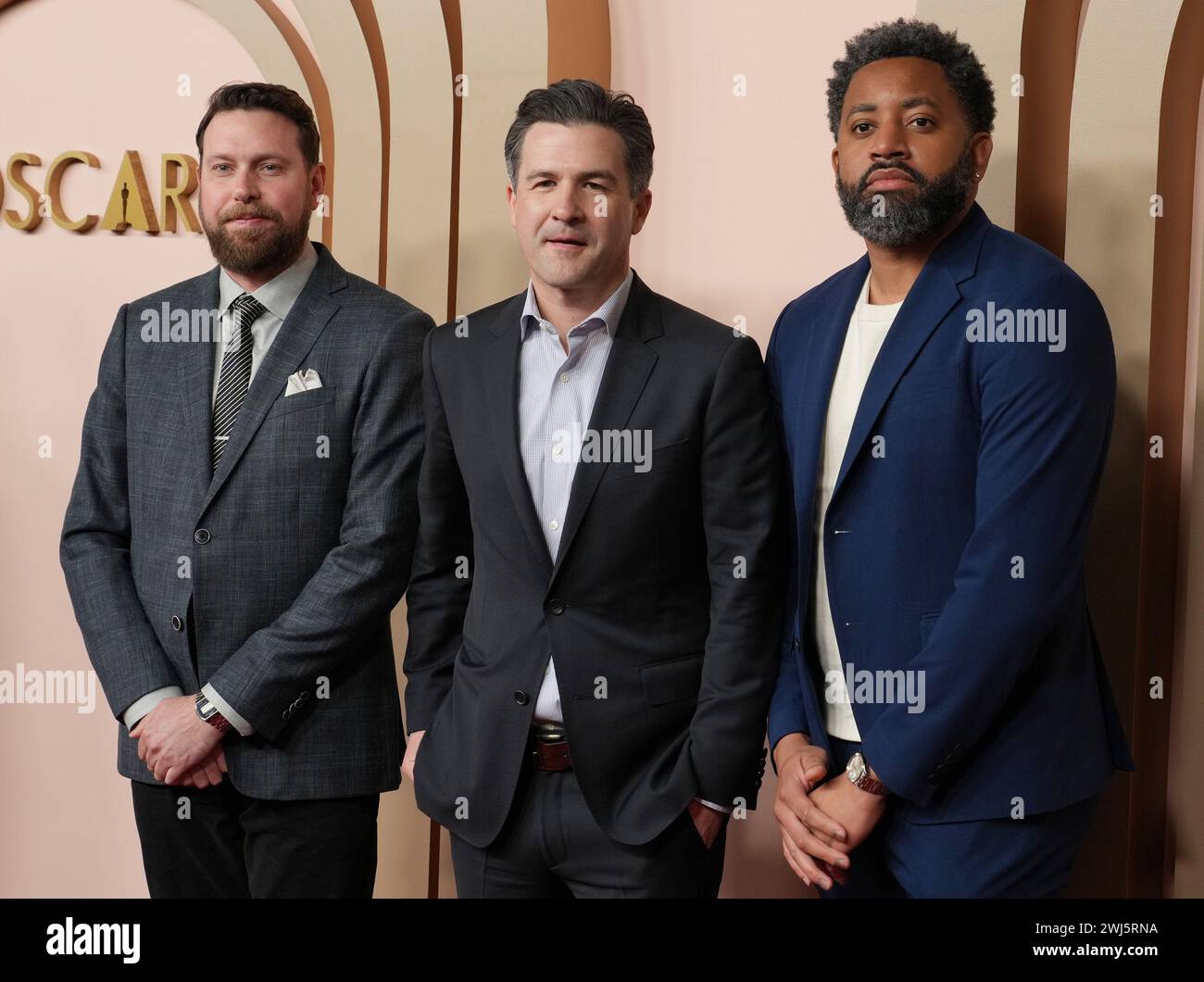 Los Angeles, USA. 12th Feb, 2024. (L-R) Nikos Karamigios, Ben LeClair, Jermaine Johnson at the ...