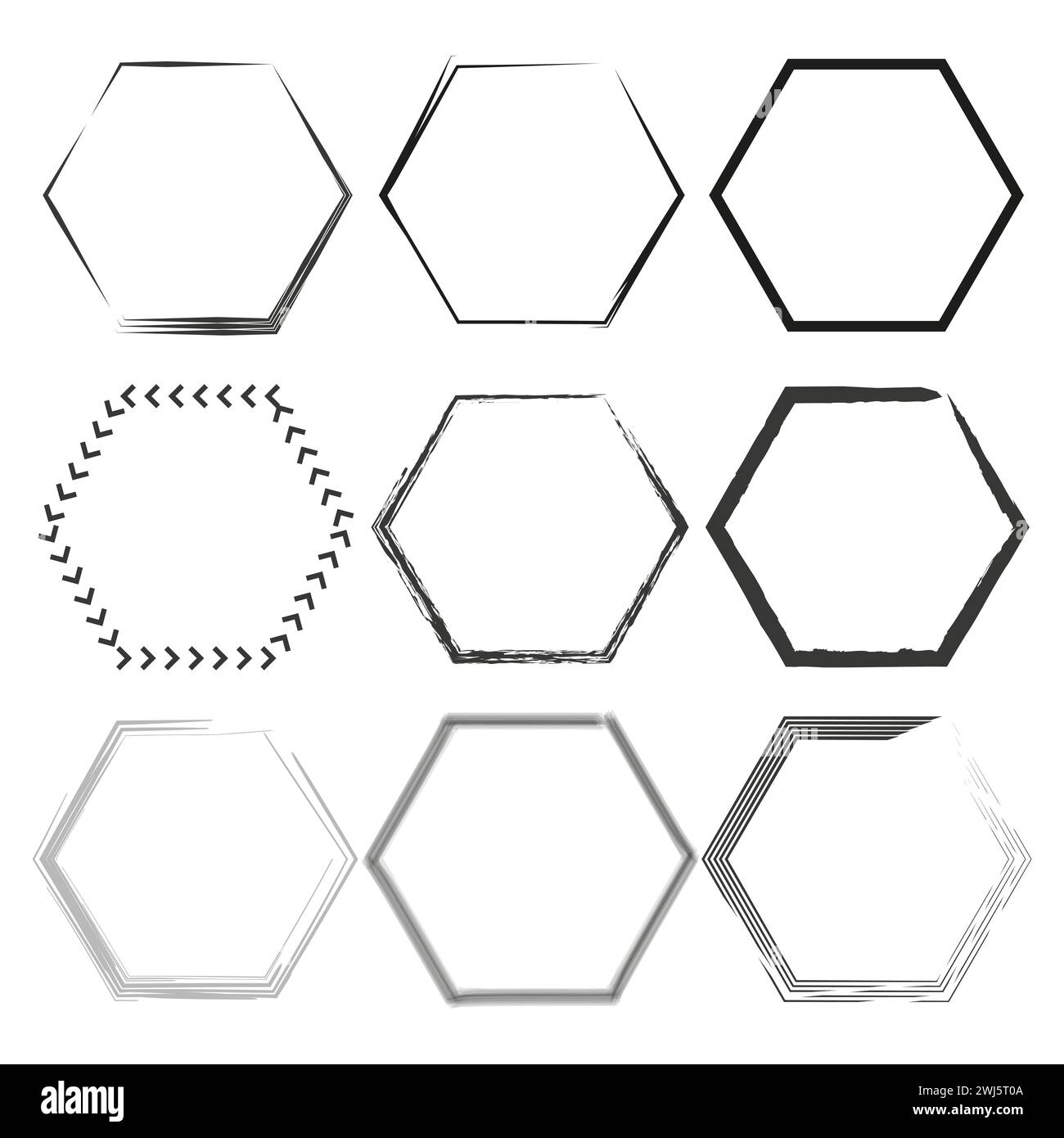 Collection of painted hexagon. Vector illustration. EPS 10 Stock Vector ...