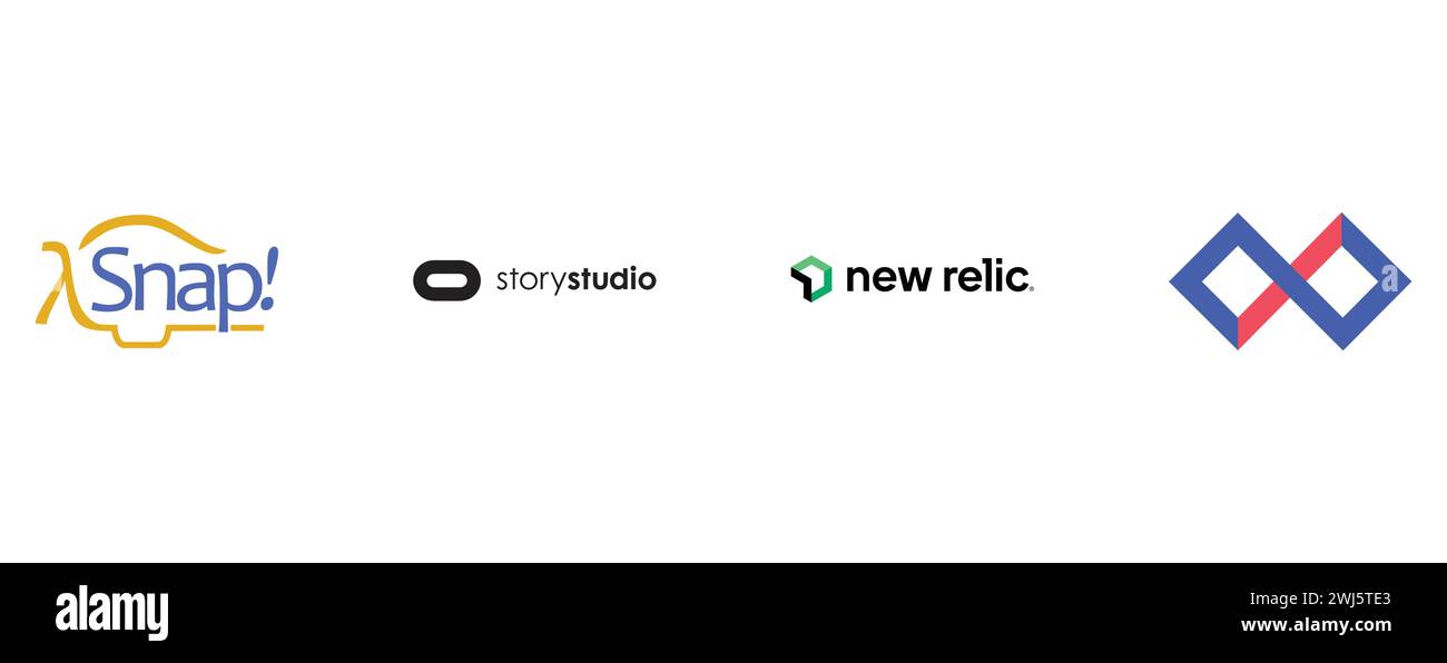 OCULUS STORY STUDIO, SNAP, NEW RELI, LOSANT. vector icons on isolated ...