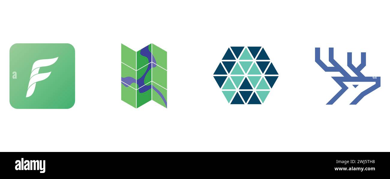 FOREST, BUCK, MAPSERVER, AURORA. vector icons on isolated background ...