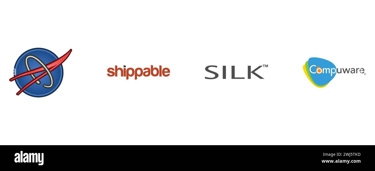 ALDRIN, SHIPPABLE, COMPUWARE, SILK. vector icons on isolated background ...