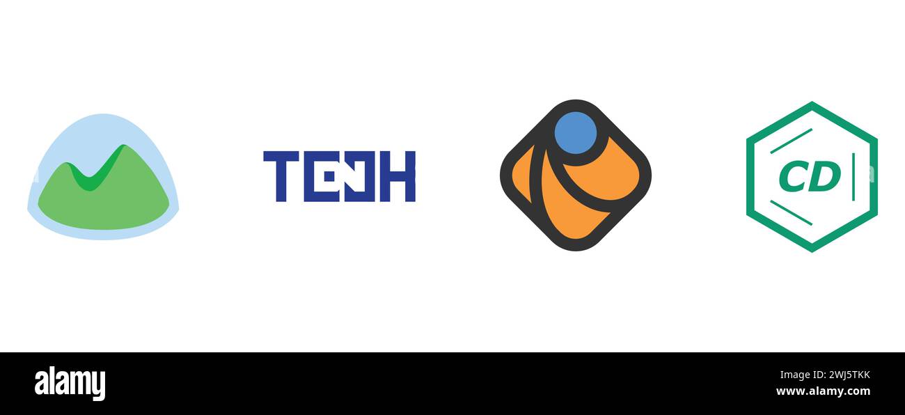 BASECAMP, RAPHAEL, CHEMDRAW, TECH LOGO. vector icons on isolated ...