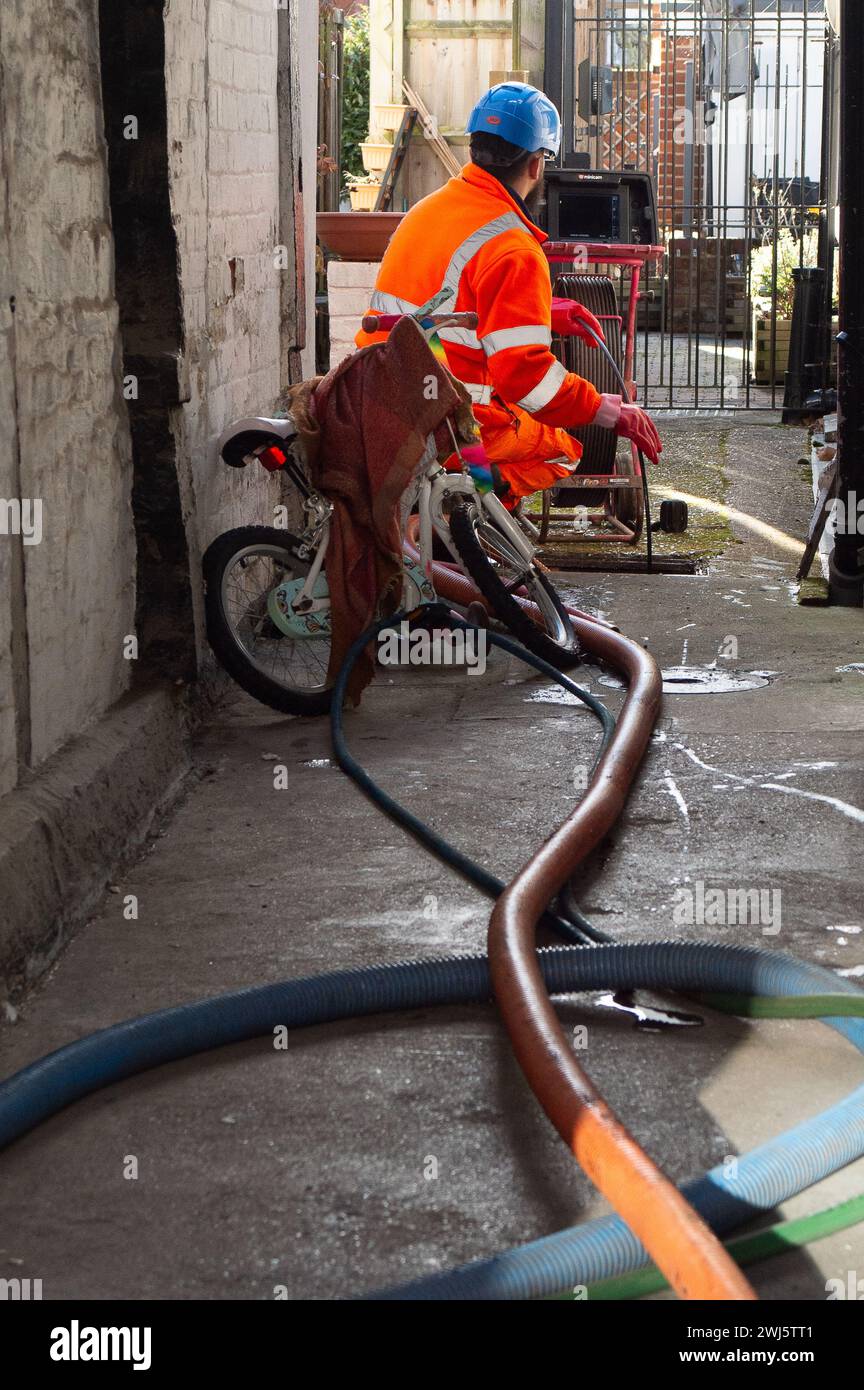 Marlow, UK. 12th February, 2024. Thames Water were pumping away sewage ...