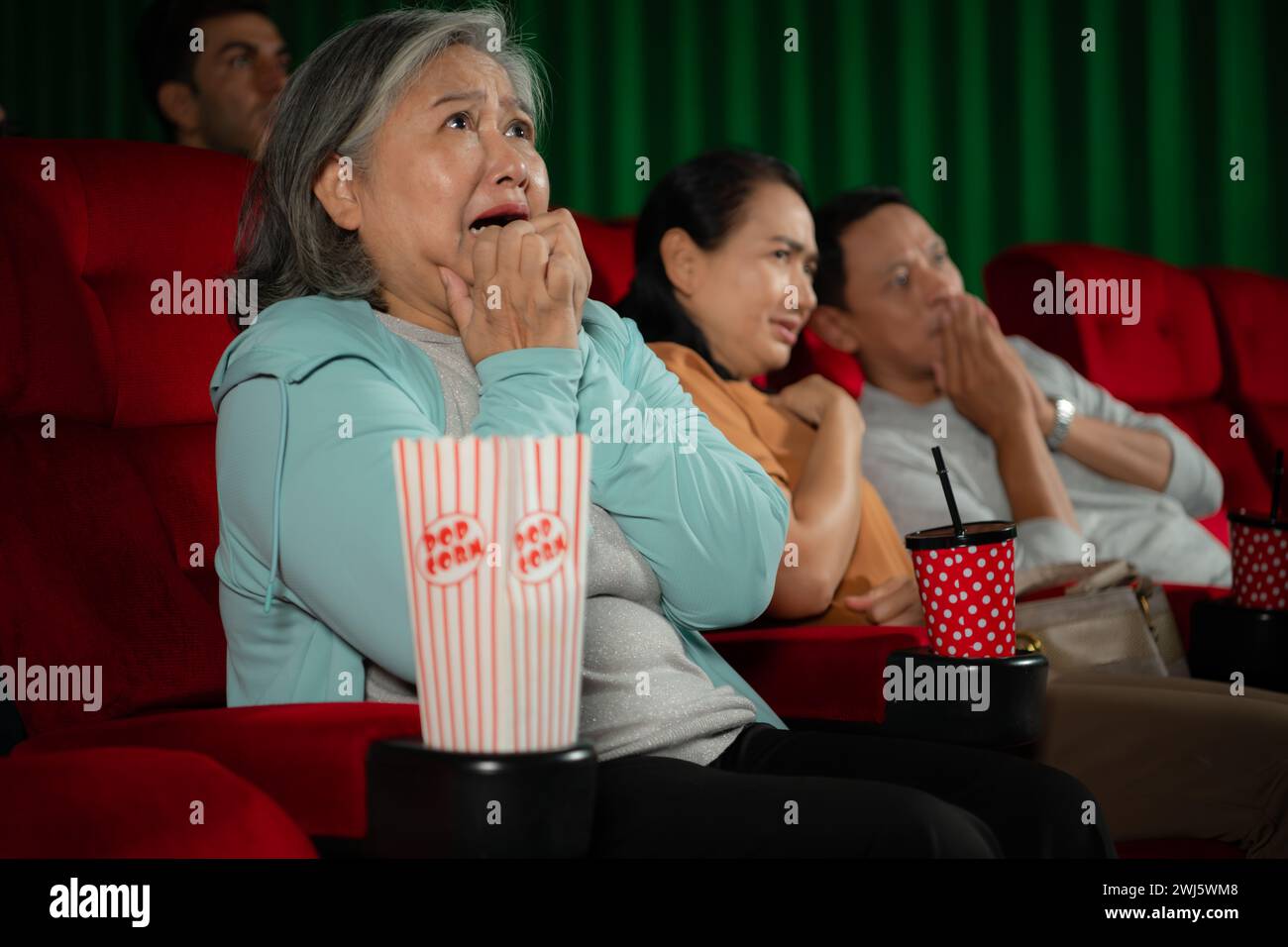 When watching scary ghost movies in theaters, moviegoers appear ...