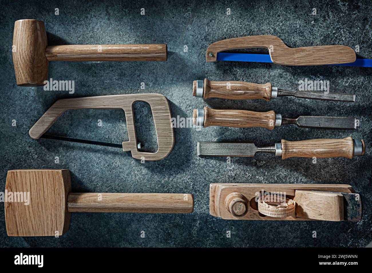 Classic Vintage Woodworkers Tools Flat Lay Stock Photo - Alamy