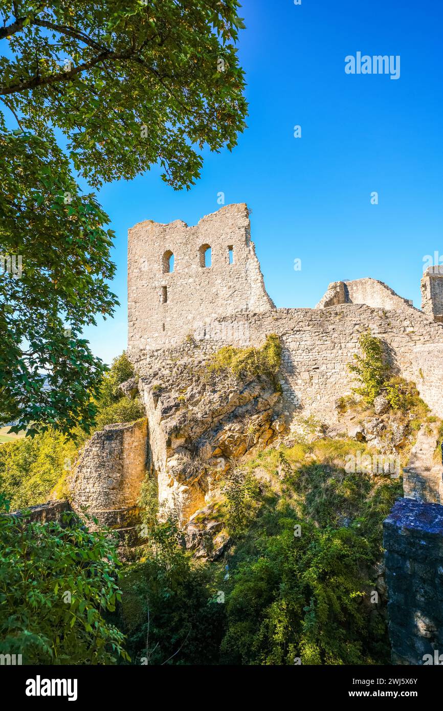 Remains of an old castle ruin in Germany. Wolfstein castle ruins near ...