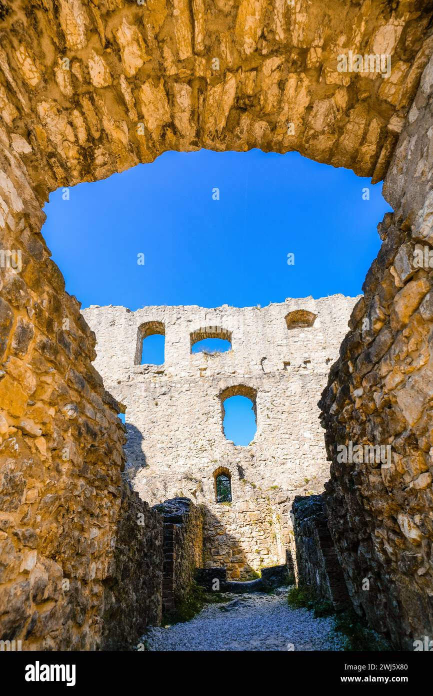Remains of an old castle ruin in Germany. Wolfstein castle ruins near ...
