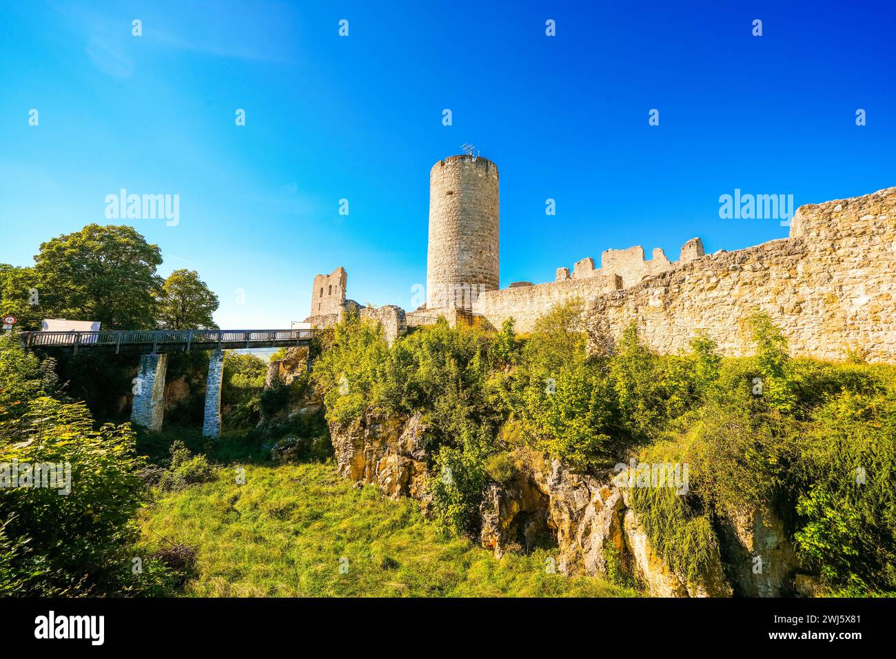 Remains of an old castle ruin in Germany. Wolfstein castle ruins near ...